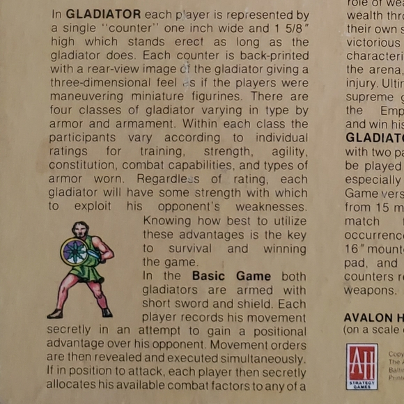 Avalon | Games | Vintage Gladiator Board Game 2nd Ed 981 | Poshmark